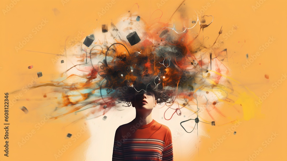 A vivid representation of the ADHD concept, highlighting elements of ...