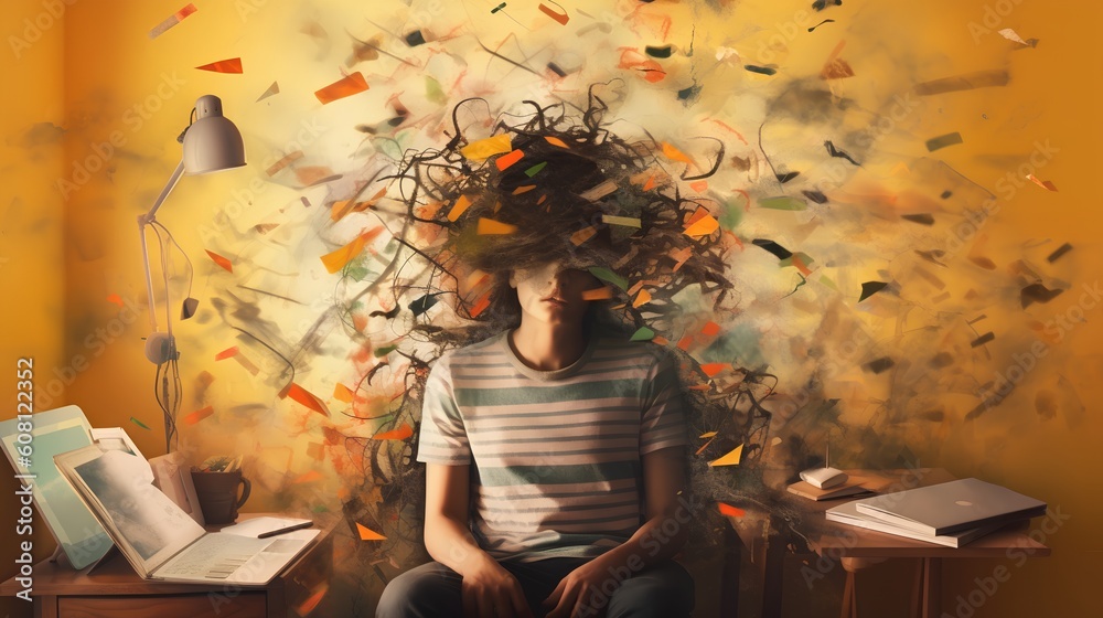 A vivid representation of the ADHD concept, highlighting elements of ...