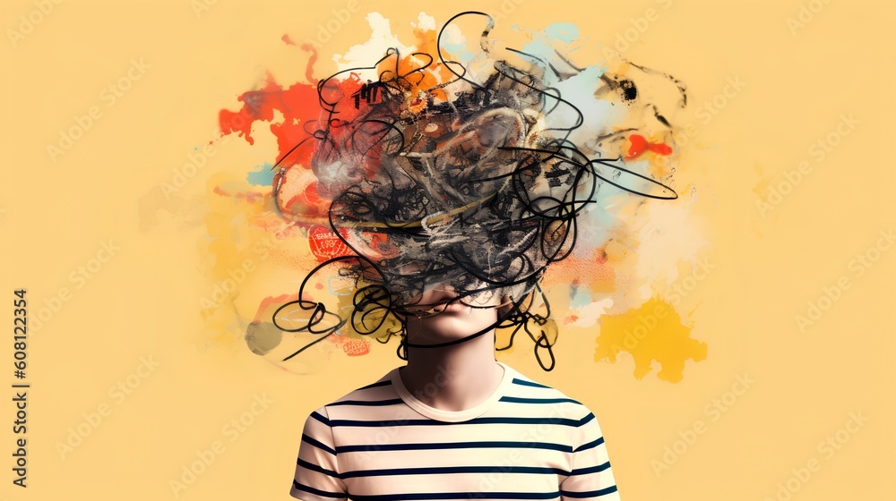 A vivid representation of the ADHD concept, highlighting elements of ...