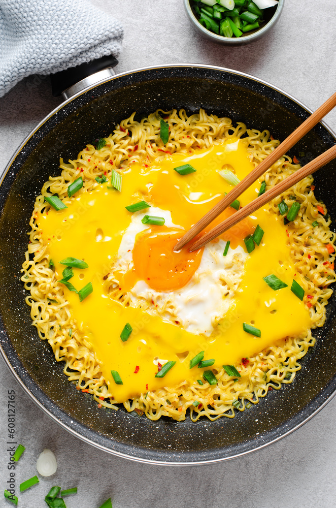 Kujirai Ramen, Shin Ramyeon or Ramyun with Egg, Melted Cheese and ...