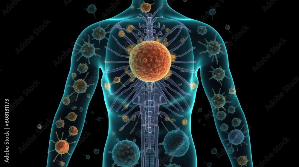 X-ray of Human Body Depicting Immune System Defense Against Viruses - Generative AI Illustration ...