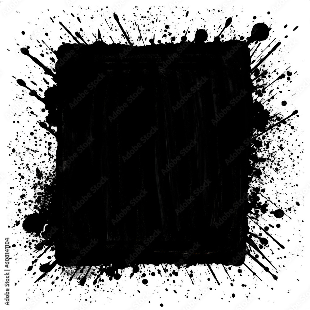 rectangle splash rendered in vigorous strokes of an ink brush ...