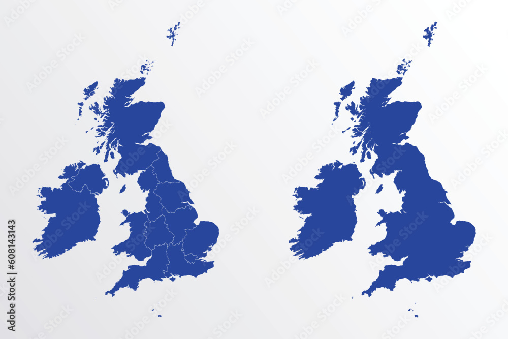 United Kingdom map vector illustration. blue color on white background ...
