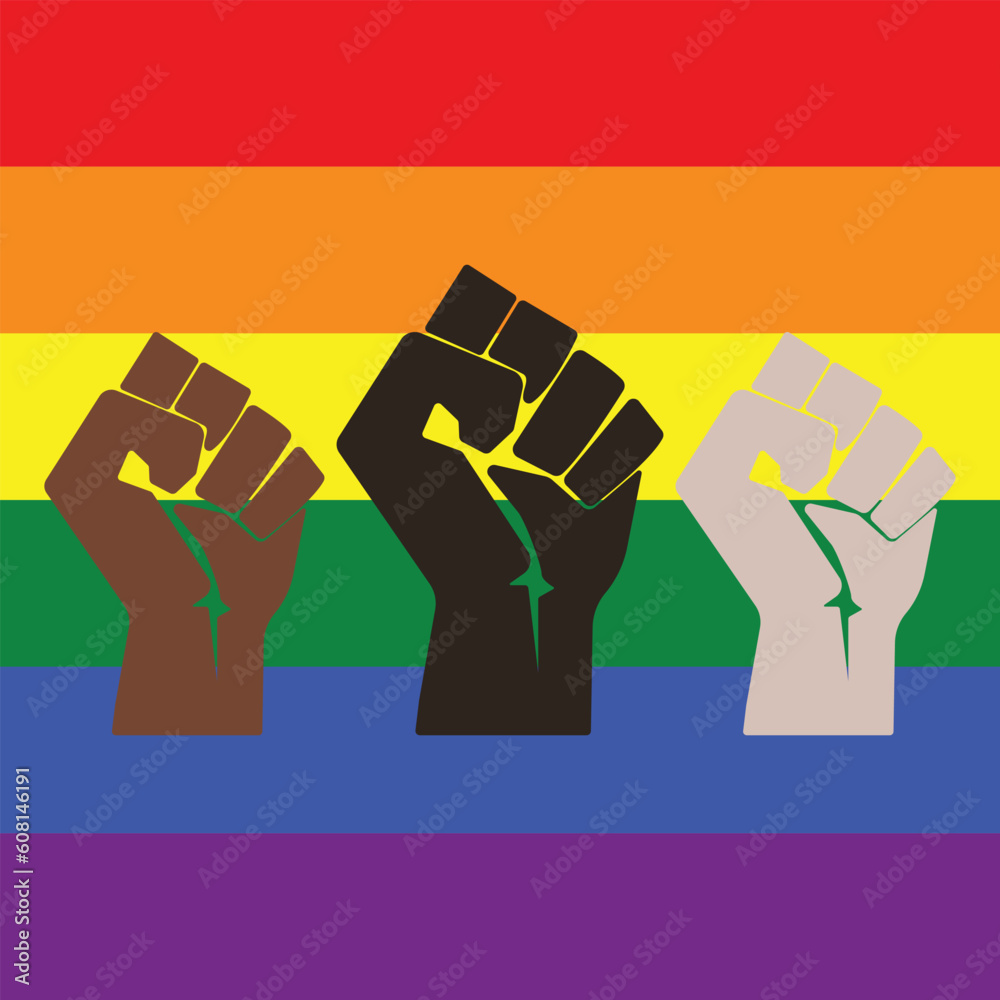 Raised fists sign. The concept of human rights symbol modern, simple ...