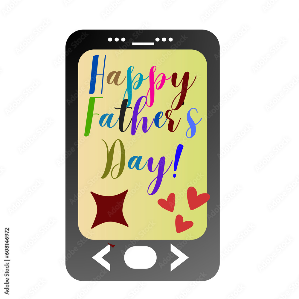 Happy fathers day wishes vector illustration, Phone with wishes element ...