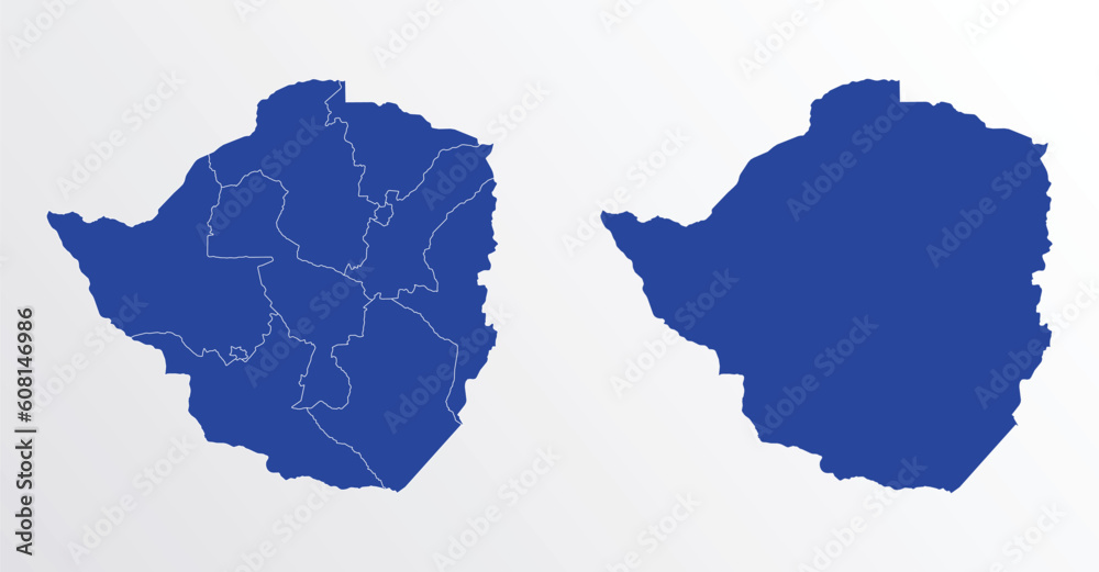 Zimbabwe map vector illustration. blue color on white background Stock ...