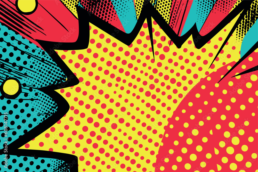 Pop art background. Comic pattern with starburst and halftone. Cartoon ...