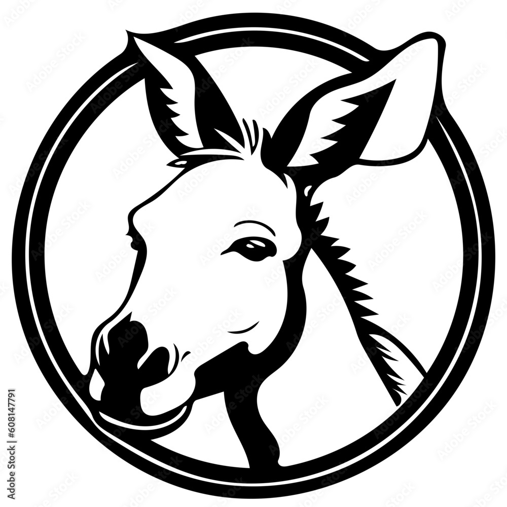 Black and white logo of a donkey, Illustration of a mule Stock Vector ...