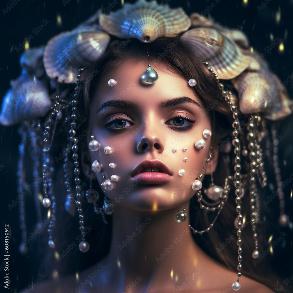 Mermaid portrait siren core make up trendy 2023 hairstyle Ariel movie ...