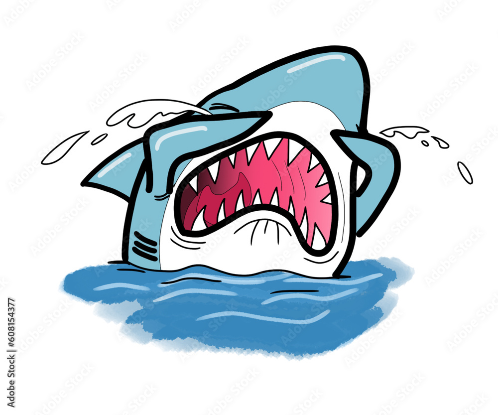 ภาพประกอบสต็อก funny crying shark cartoon ภาพ | Adobe Stock