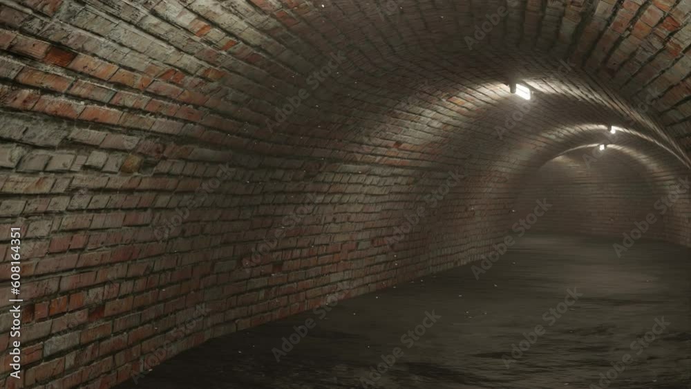Dark 3d tunnel seamless looping. 4K animation of underground tunnel ...
