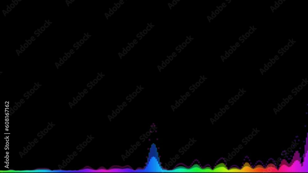 Rainbow sound wave on a black background. An animated visual equalizer ...