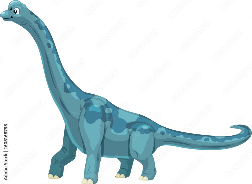 Cartoon Brachiosaurus dinosaur character. Paleontology reptile ...