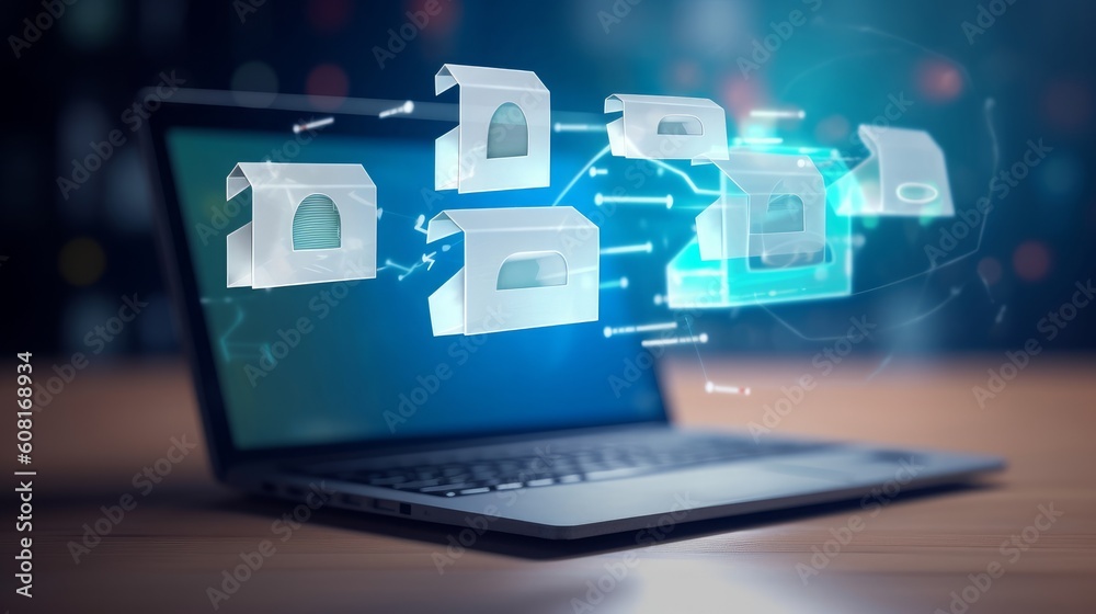 Folder document Management System DMS Open File folder with flying ...