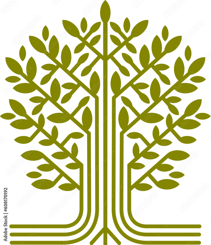 Olive tree symbol for olive oil, olive tree leaves silhouette for food ...
