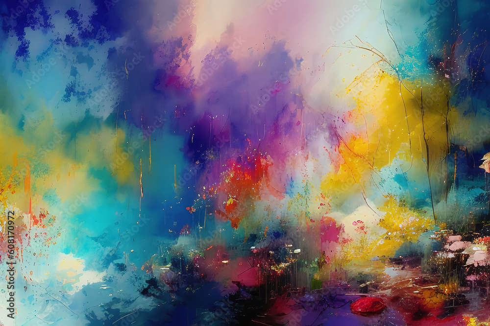 Painting with oil paints. Conceptual abstract hand painting. The ...