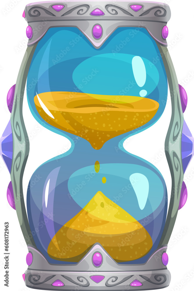 Magic sand glass clock. Isolated sandglass, hourglass, vector timer of ...