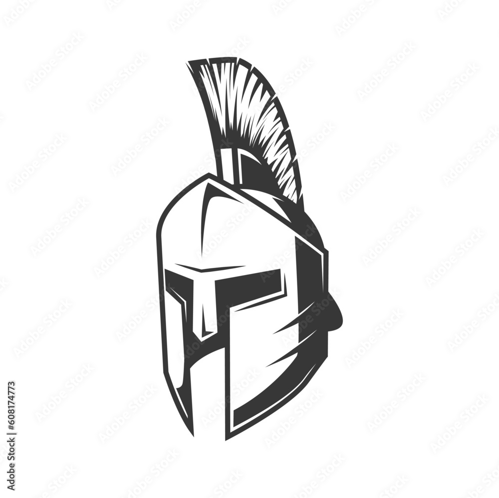 Spartan helmet of Gladiator Roman warrior or Sparta and Greek Trojan ...