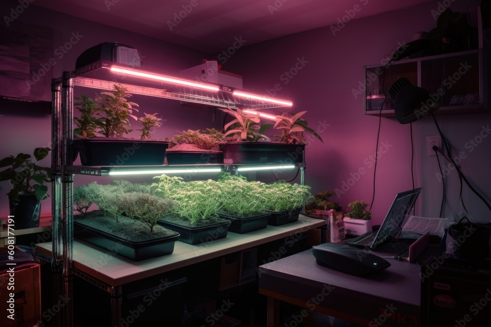example of home-grow setup with grow lights, ventilation, and ...