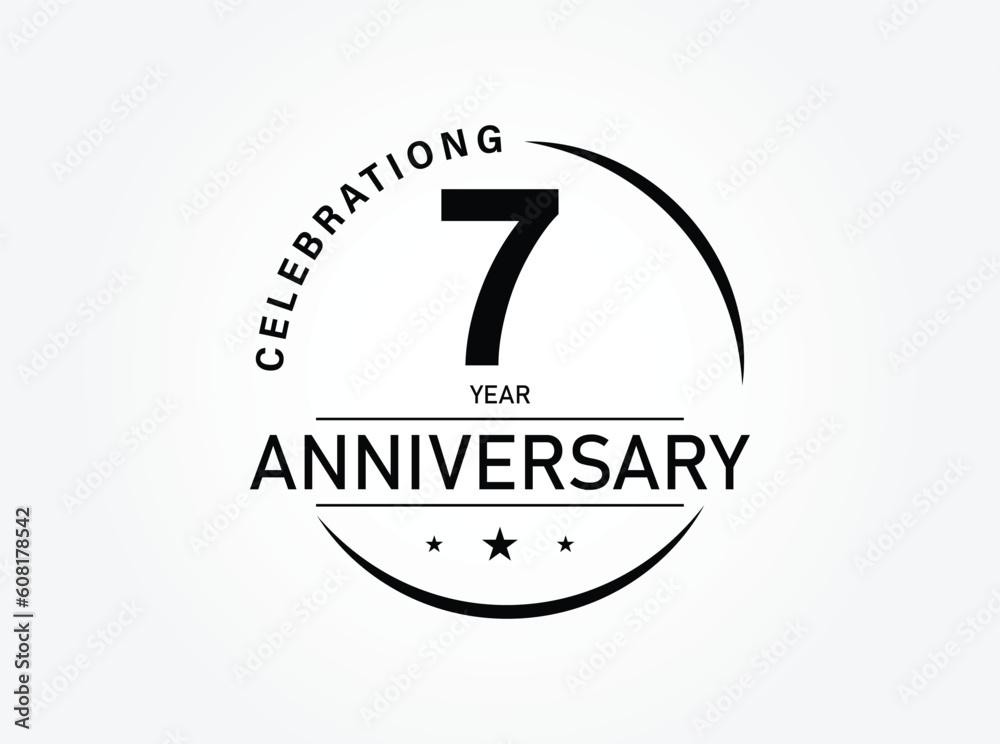 7 years anniversary pictogram vector icon, 7th year birthday logo label ...