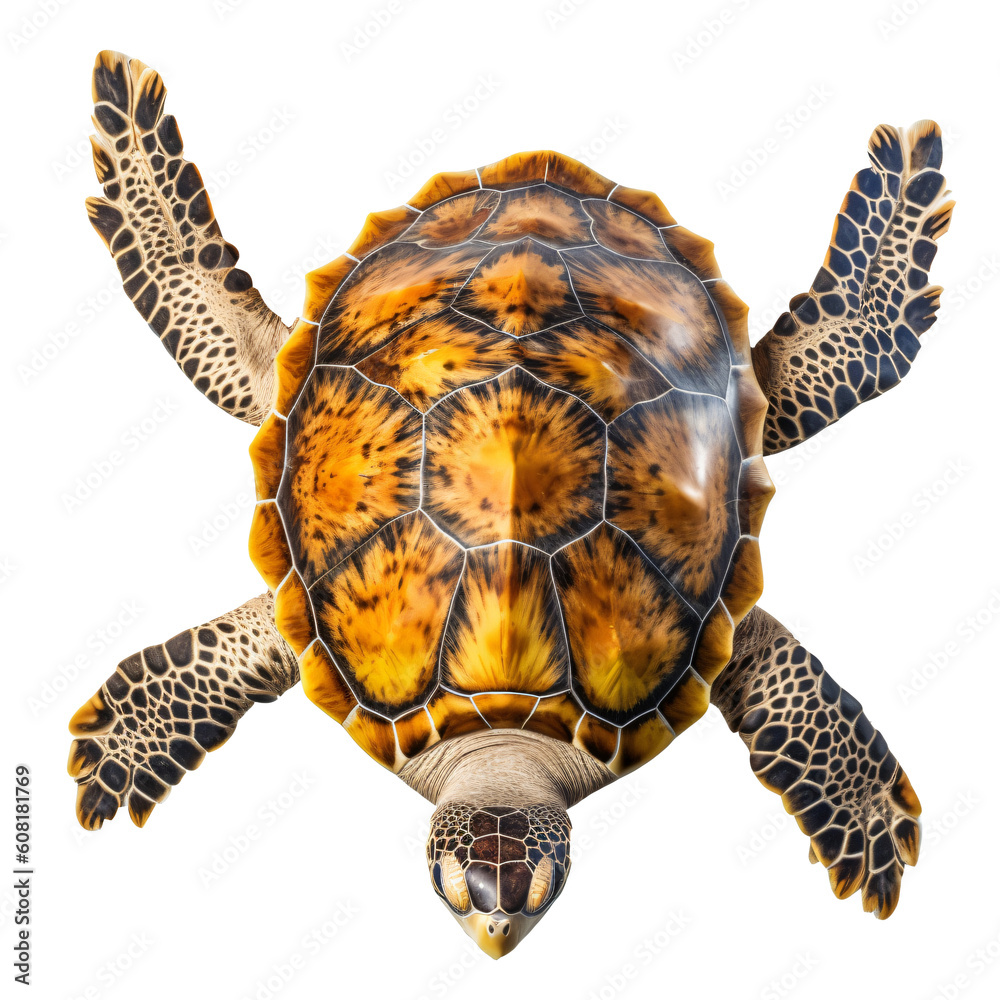 Sea turtle isolated on the transparent background PNG. AI generative ...