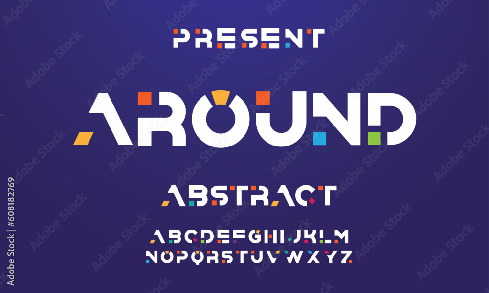 AROUND Sport and action technology typography alphabet fonts with bold ...