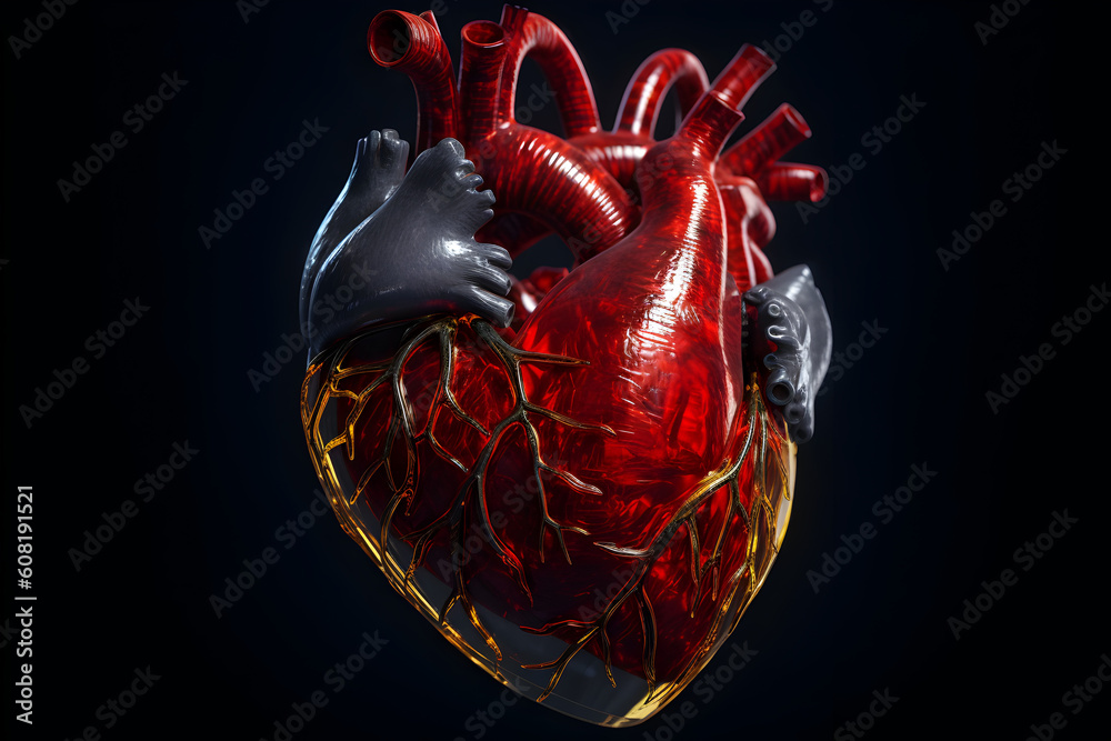 Plastic human heart 3D model. Created in AI tehnology Stock ...