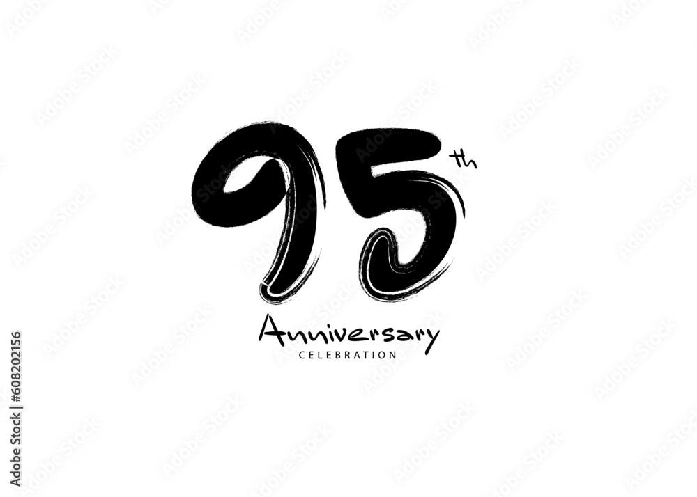 95 Years Anniversary Celebration logo black paintbrush vector, 95 ...