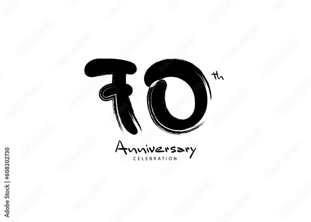 70 Years Anniversary Celebration logo black paintbrush vector, 70 ...