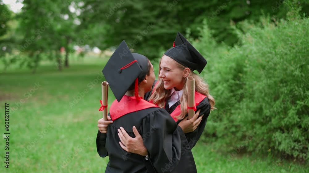 Vídeo do Stock: University graduate celebrate, happy women graduates in ...