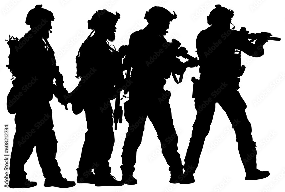 Soldier clipart. Special forces assault. Soldiers with weapons. Navy ...