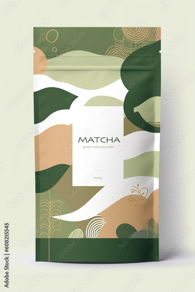 Generative AI. Organic matcha powder green tea energy booster vertical ...