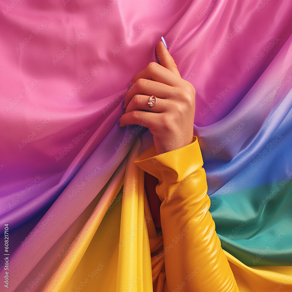 hand grabbing a rainbow color fabric. "Strength in Unity" is a powerful ...