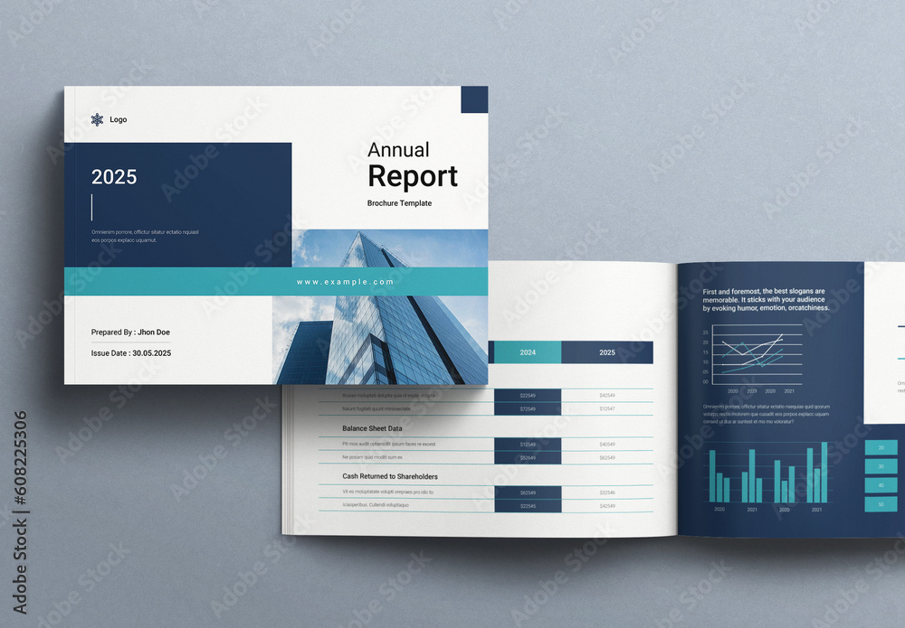 Annual Report Template Landscape Stock Template | Adobe Stock
