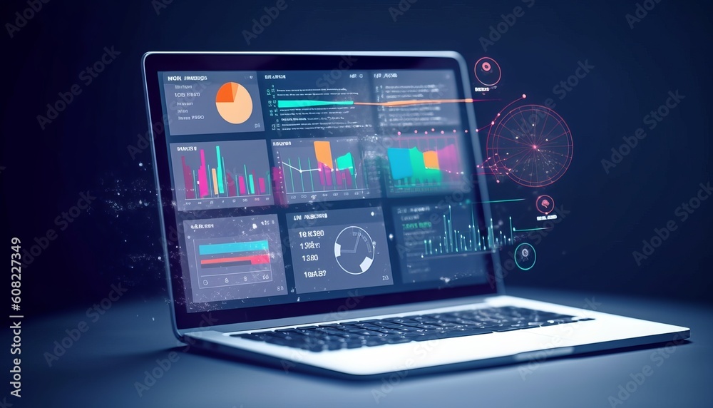Computer laptop and dashboard for data business analysis and Data ...