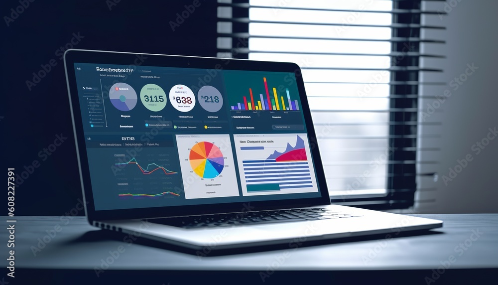 Computer laptop and dashboard for data business analysis and Data ...