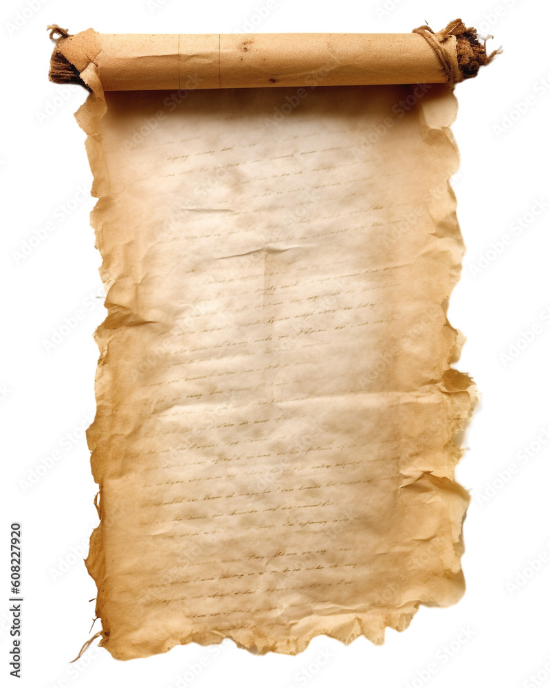A large roll of brown, weathered parchment paper with space to insert ...