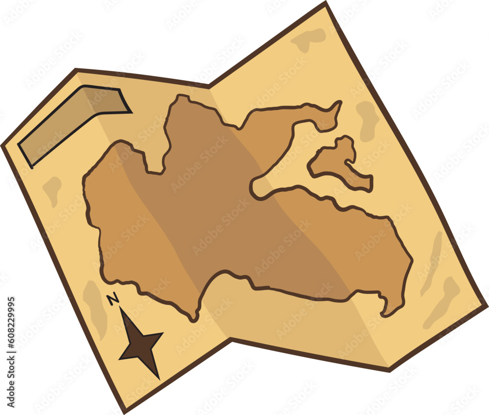 Hand drawn retro map cartoon island map illustration Stock Vector ...