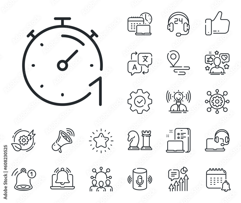 Stopwatch time sign. Place location, technology and smart speaker ...