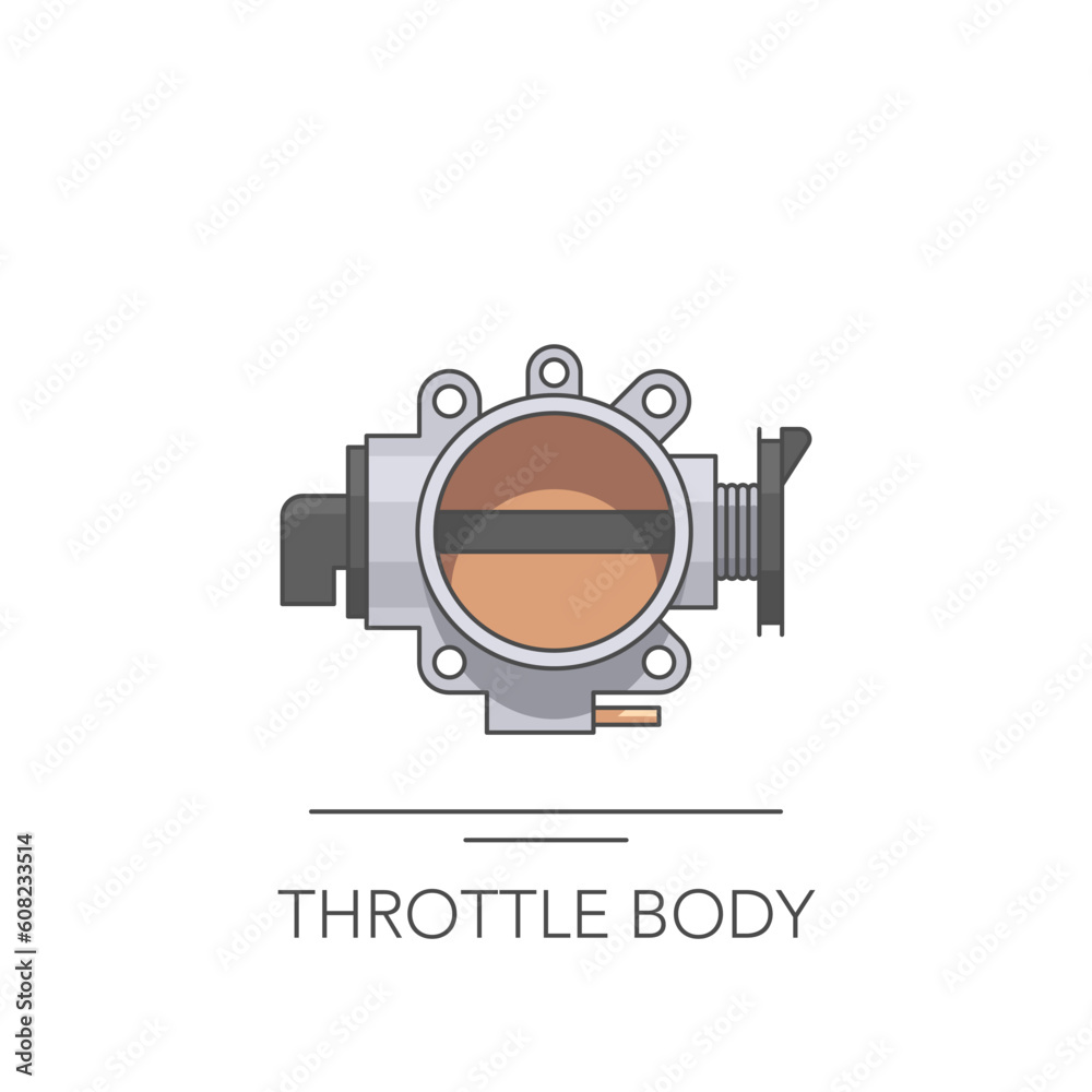 Throttle body icon. Outline colorful icon of throttle body on white ...