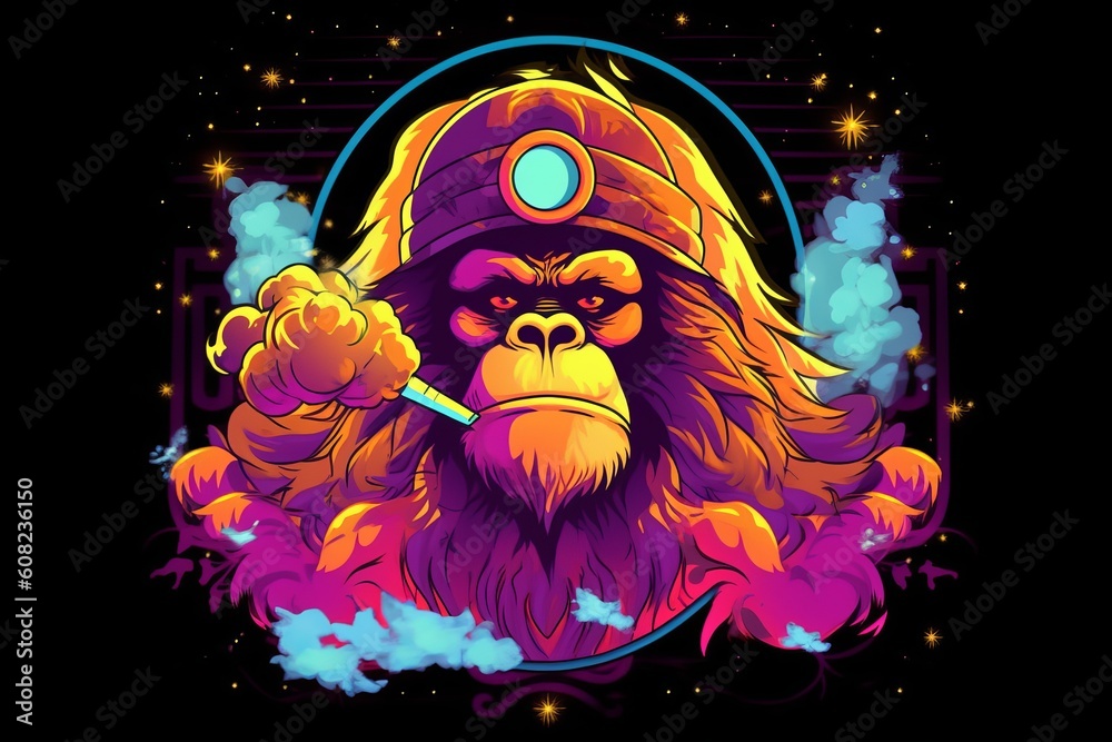 Logo of ape with smoke. Beautiful illustration picture. Generative AI ...