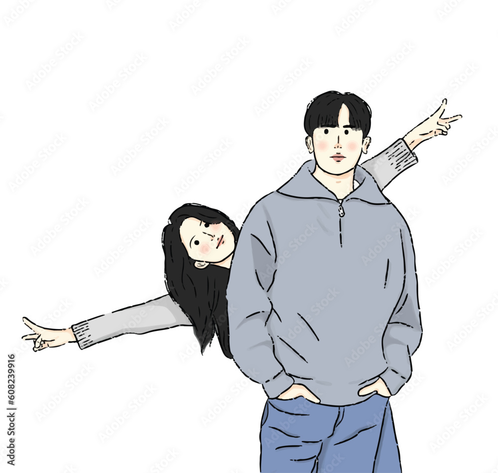 an illustration of a couple, couple pose, couple pose reference, couple ...
