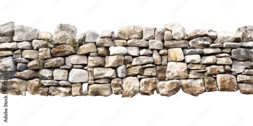ภาพประกอบสต็อก Stone wall isolated on transparent background. Old ...