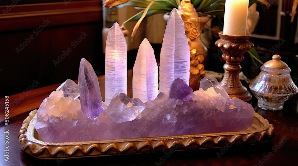 The sacred crystal altar serves as a conduit for divine healing energy ...