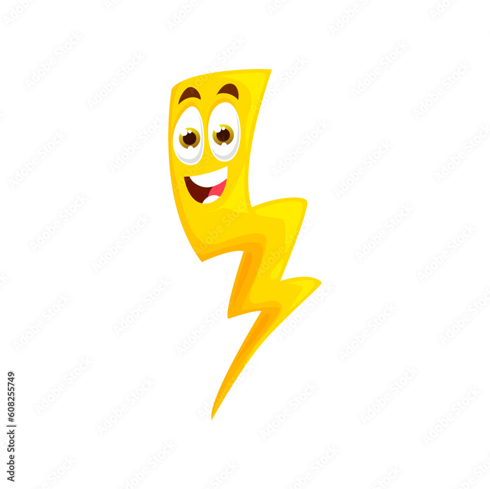 Cartoon lightning character, playful and energetic thunderstroke bolt ...