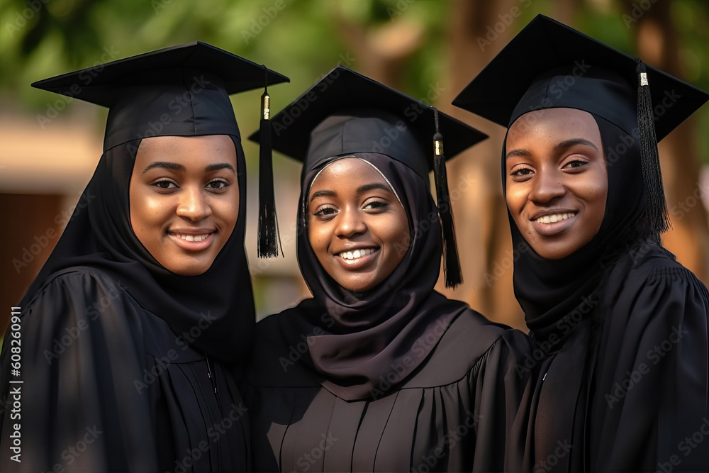 Generative AI illustration portrait of African American Muslim female ...