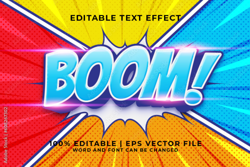 oom 3d Editable Text Effect Comic Cartoon Style Premium Vector Stock ...