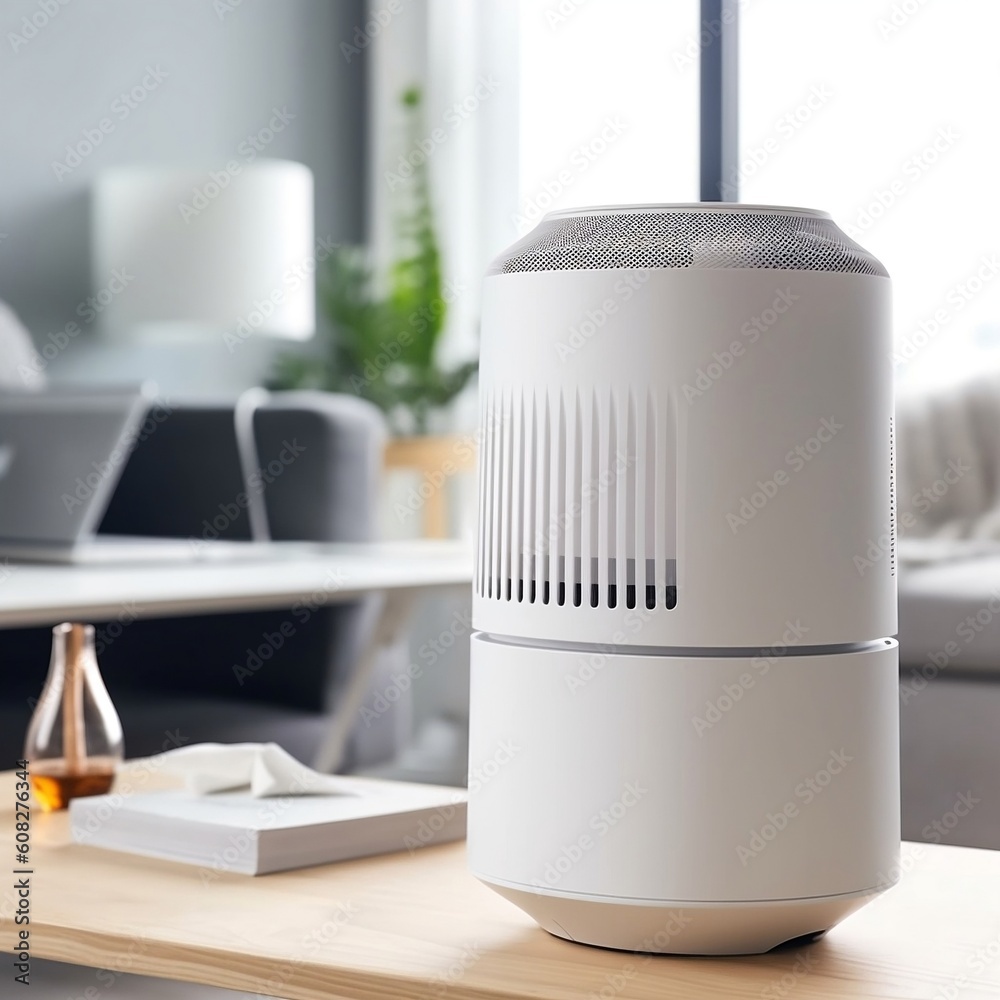 Clean and Fresh White Workplace Room with Air Purifier and Filter ...