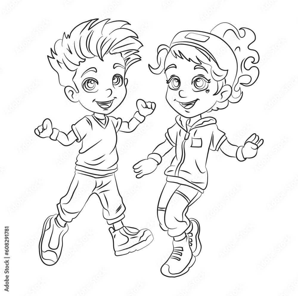 Little Girl And Boy Coloring Pages