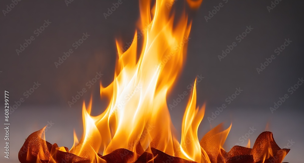 Beautiful radiant fire, isolated on a white background. The flames are ...